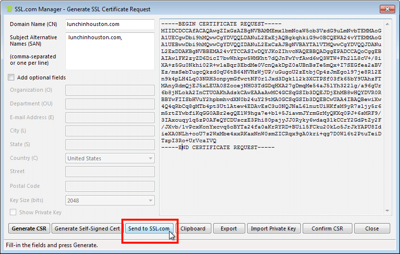 CSR Generation and Validation with SSL Manager